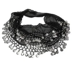 Unbranded | Accessories | Belly Dance Hip Scarf Sliver Coin Black ...